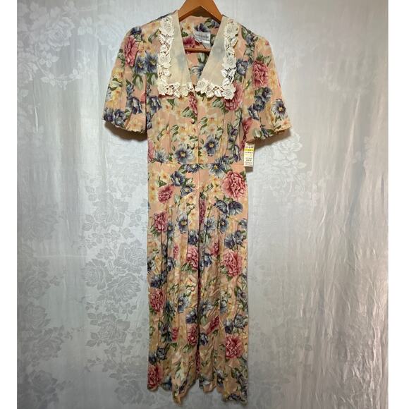 Vintage | Dresses | Vtg Jane Singer Dress Pink Floral Made In Usa New ...